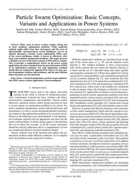 pdf particle swarm optimization basic concepts variants and applications in power systems
