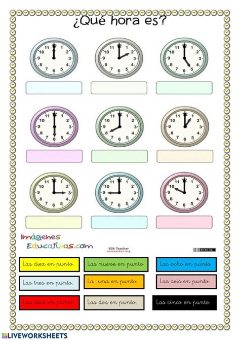 Liveworksheets De Las Horas