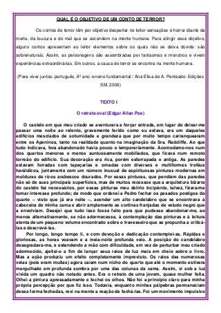 Proposta De Atividade Do Conto Terror Oficia Amado Edgar Allan Poe