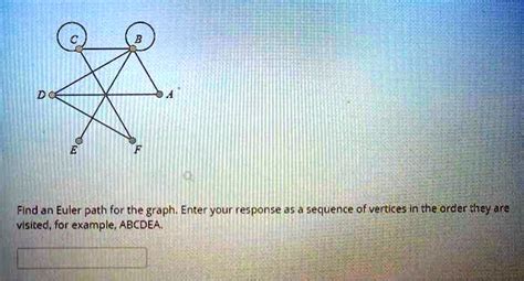 solved find an euler path for the graph enter your response as a sequence of vertices in the