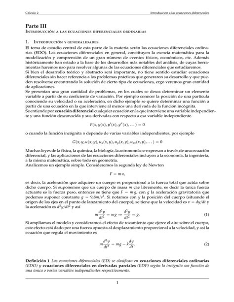 Introducción a las Ecuaciones Diferenciales Ordinarias