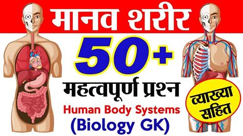 मनव शरर महतवपरण परशन human body important question For Gov