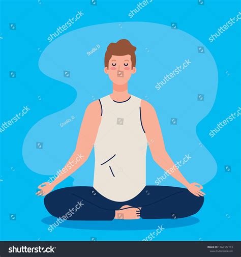 Man Meditating Concept Yoga Meditation Relax Stock Vector Royalty Free
