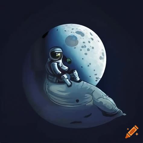 Astronaut Sitting On The Moon