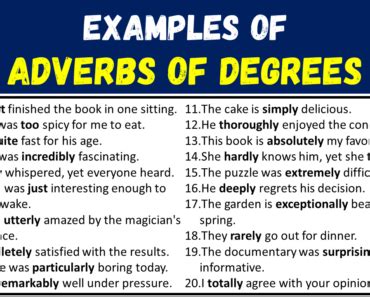 Examples Of Adverbs Of Degrees In Sentences Engdic