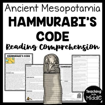 Ancient Mesopotamia Hammurabi S Code Reading Comprehension Code Of