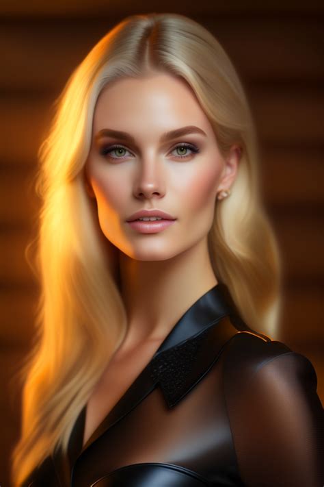 Lexica Female Blond Wearing Black Top Looking Straight Half Cut Photo She Must Be In The