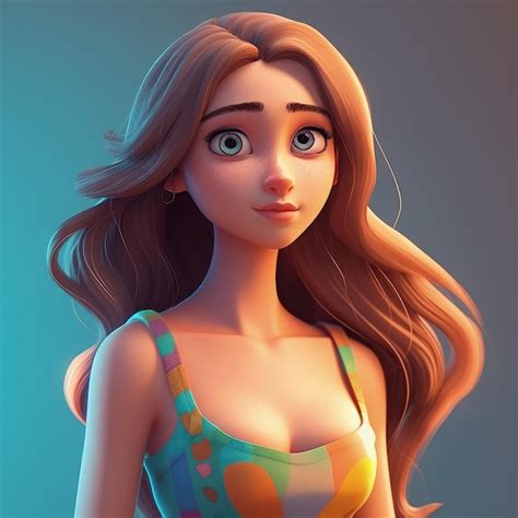 Hermosa niña personaje dibujos animados disney o pixar rojo cabello