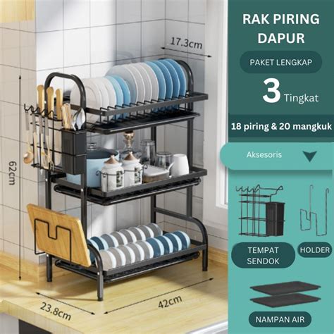 Jual Greenland Rak Piring Rak Dapur Susun Rak Piring Dapur Stainless