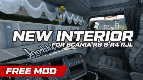 ETS2 TM RJL Dark Grey Alcantara INTERIOR For Scania RS R4 RJL