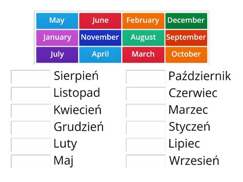 MIESIĄCE PO ANGIELSKU Połącz w pary