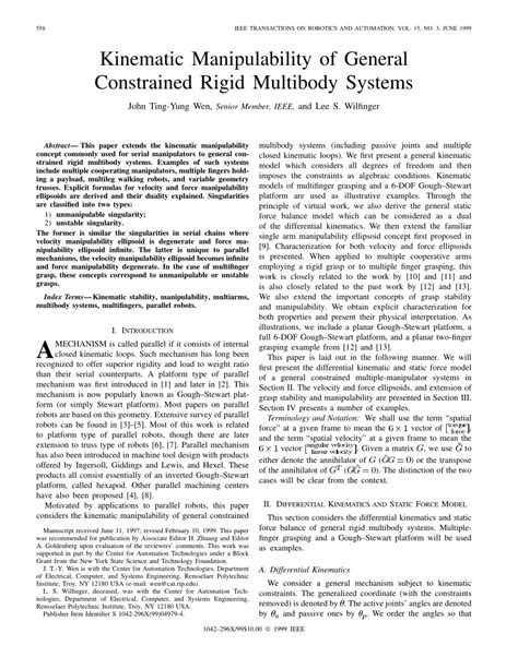 pdf kinematic manipulability of general constrained rigid multibody systems