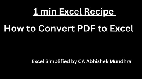 how to convert pdf to excel youtube