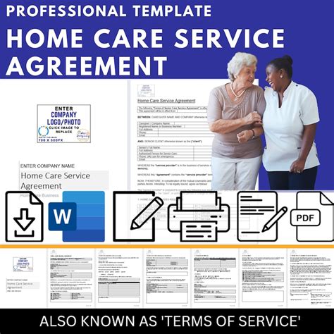 Home Care Terms Of Service Agreement Template Business Etsy