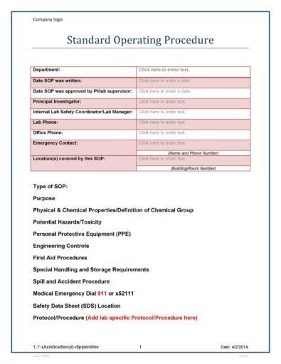 Big Business Start Up Business Standard Operating Procedure Examples