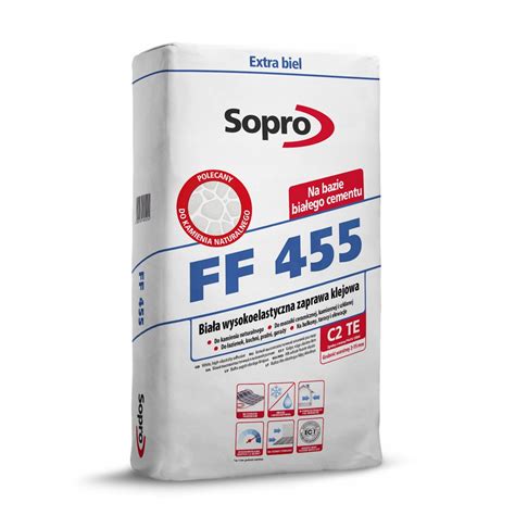 SOPRO 455 FF Elastyczna zaprawa klejowa BIAŁA C2TE op 25kg FF 455