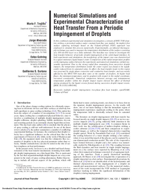 pdf numerical simulations and experimental characterization of heat transfer from a periodic