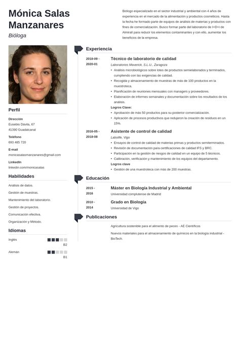 Modelo Curriculum Vitae Tcnico De Laboratorio Qumico