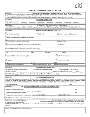 Fillable Online Transportation Wv PCard Setup Pdf Fax Email Print