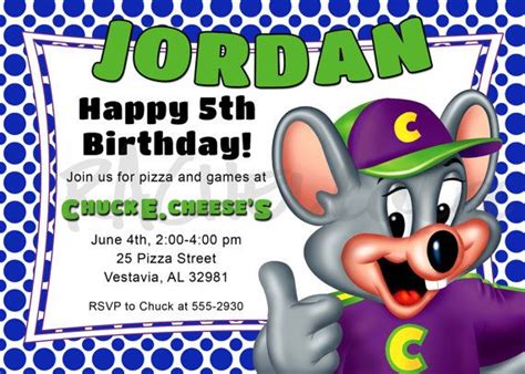 Chuck E Cheese Printable Invitations