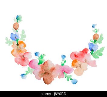 Ilustraci N De Acuarela De Una Hermosa Corona Floral Con Flores De