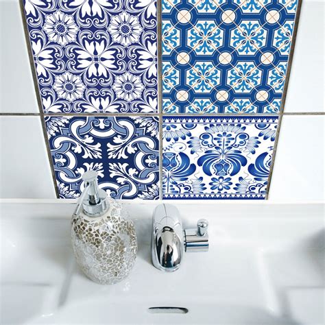 Samoprzylepne Niebieski I Bia Y Porcelany Wall Art Wodoodporne Naklejki