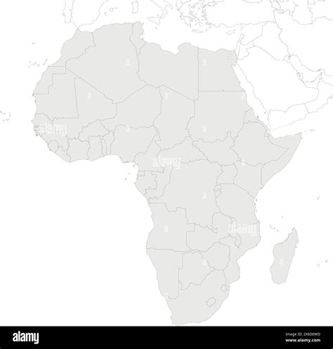 Blank Political Africa Map Vector Illustration Isolated In White