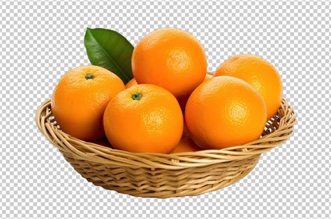 Oranges In A Basket Isolated On Transparent Background Premium Ai