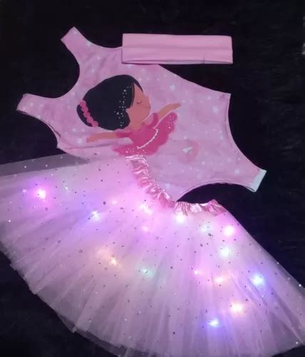 Fantasia Infantil Bailarina Kit 3 Pçs Saia Tule C Led Body Frete grátis