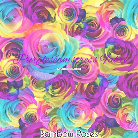 Rainbow Roses Cotton Lycra Purpleseamstress Fabric