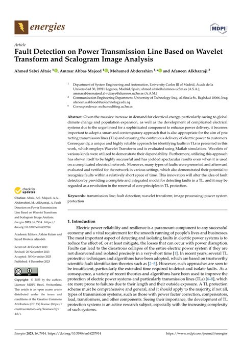 pdf fault detection on power transmission line based on wavelet transform and scalogram image