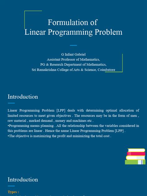 formulation of lpp pdf linear programming mathematical optimization