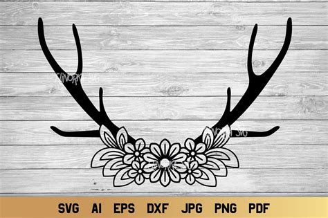 Deer Antler SVG Boho Antlers Svg Floral Cut File 792477 Cut