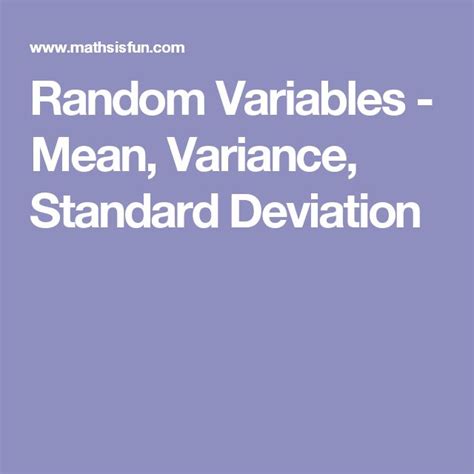 random variables mean variance standard deviation standard deviation physics and