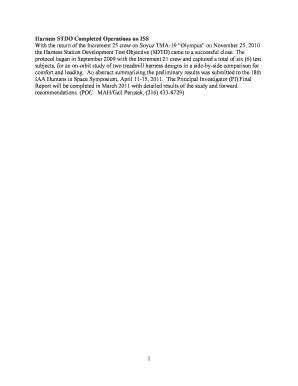 Fillable Online Spaceflightsystems Grc Nasa 1 Harness STDO Completed