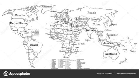 Vector Contorno Mapa Del Mundo Con Nombres De Pa Ses
