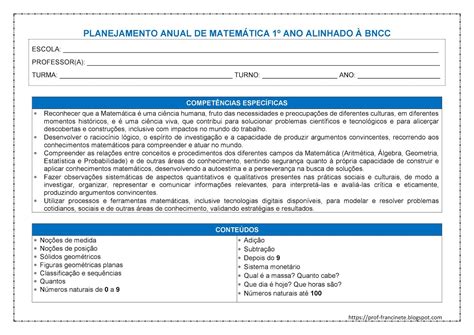 Blog Da Profa Francinete Planejamento Anual De Matem Tica Ano