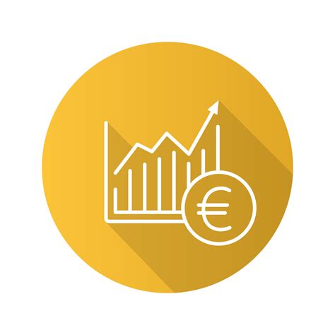 icono de sombra larga lineal plana de gráfico de crecimiento de mercado