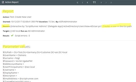powershell script header and parameters in scriptrunner scriptrunner