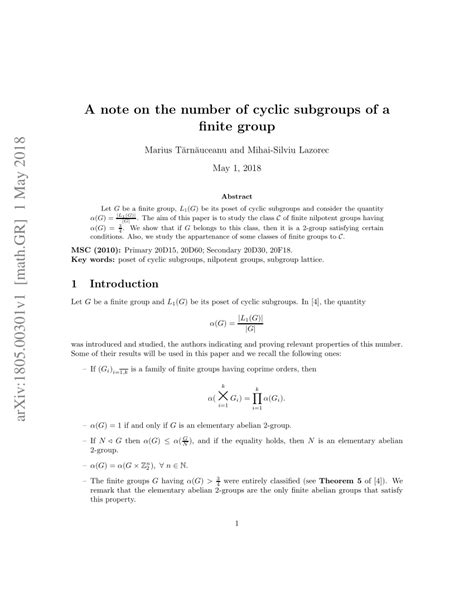 pdf a note on the number of cyclic subgroups of a finite group