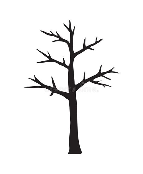 Vector Black Hand Drawn Naked Tree Silhouette Stock Illustration