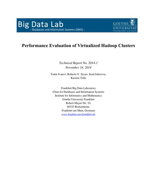 pdf performance evaluation of virtualized hadoop clusters