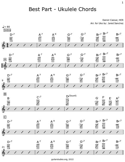 Best Part Ukulele Chords Sheet Music For Ukulele