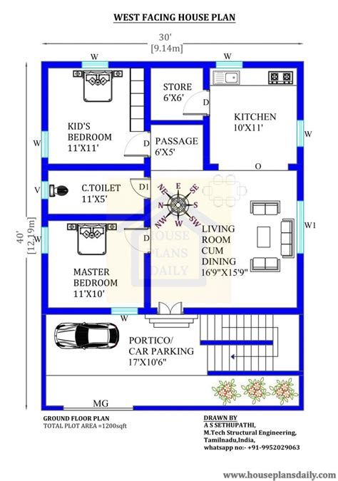 West Facing House Plans For 30x40 Site As Per Vastu Top 2 Images And