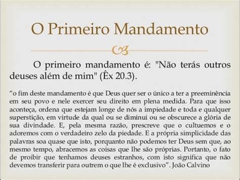 O Primeiro Mandamento Da Lei De Deus Lei De Partilha
