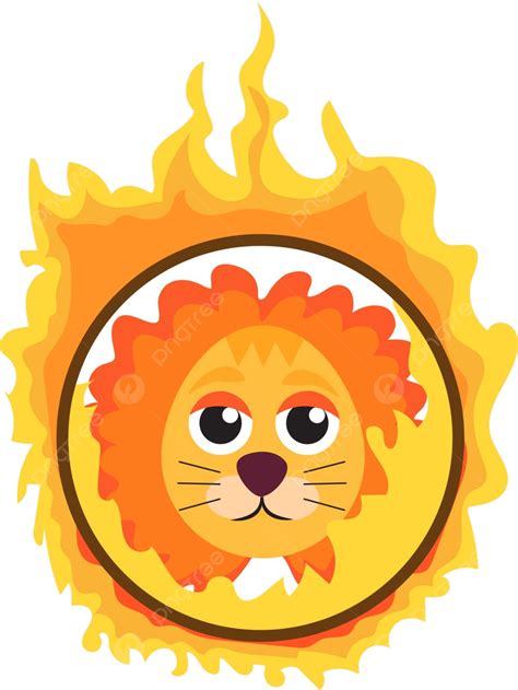 Lion Jumping Through Fire Ring In Flat Icon Style Vector Ring Circus