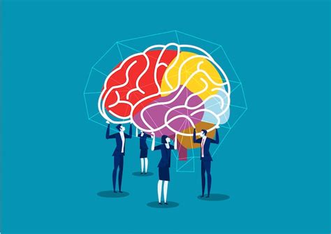 Premium Vector Team Business Lift Brain To Connect Idea