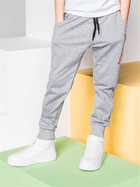 Spodnie dziecięce dresowe KP009 szare KP009 Sklep Ombre