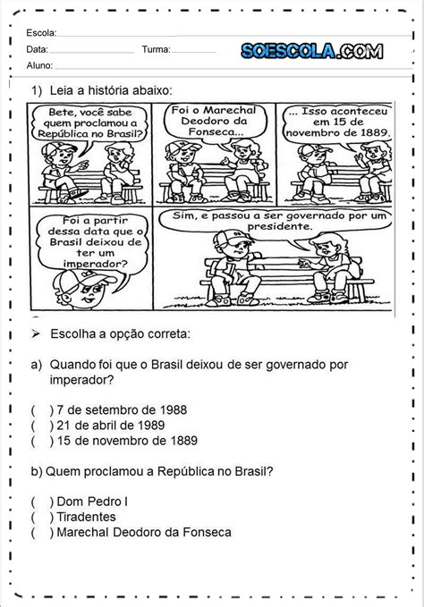 Atividades Dia da Proclamação da República Para Imprimir Novembro