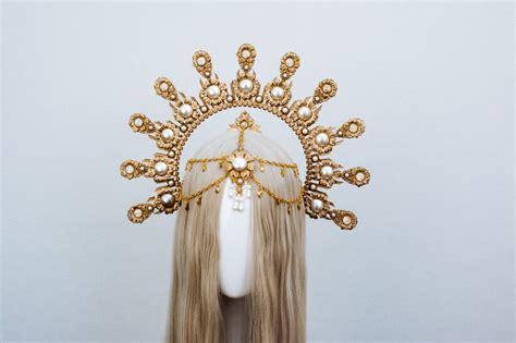 Gold Halo Crown Halo Headpiece Festival Crown Festival Etsy